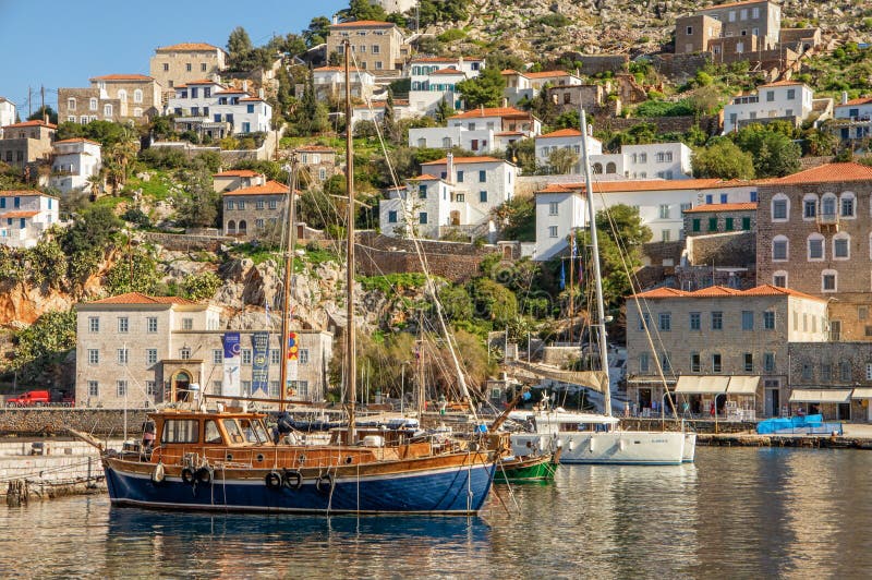 Hydra island - Greece port editorial stock photo. Image of hydra ...