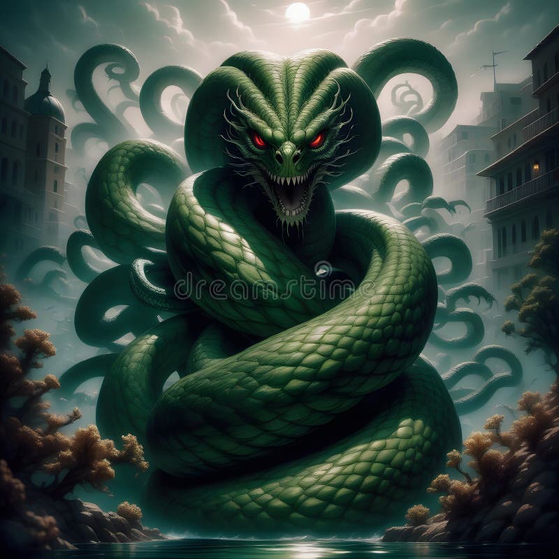 Hydra Monster, AI-generatet Stock Photo - Image of snakes, arms: 298758246