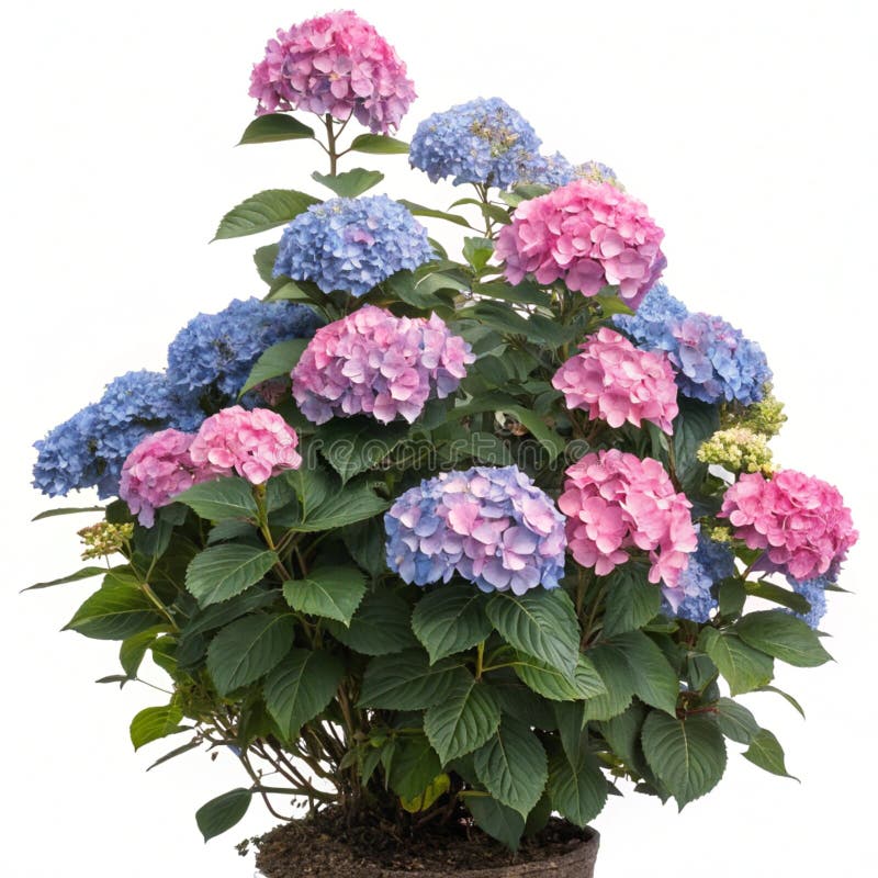 Hydrangea Bush Isolated on White Background Stock Illustration ...