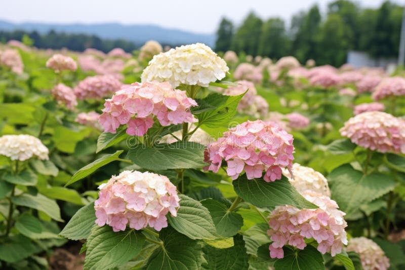 Hydrangea Bush with Large Clusters of Flower Heads Stock Photo - Image ...