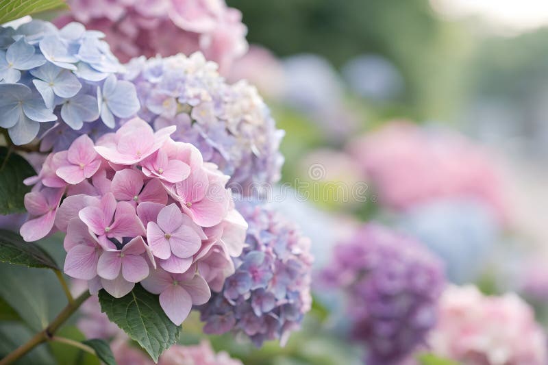 Hydrangea Clusters with Soft Pastel Gradients Stock Illustration ...