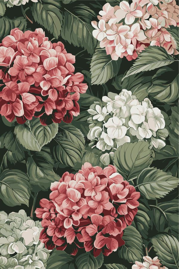 Hydrangea Flower Background. Floral Botanical Pattern for Decorative ...