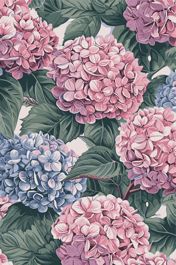 Hydrangea Flower Background. Floral Botanical Pattern for Decorative ...