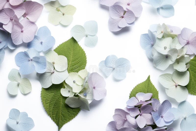 Hydrangea Flowers Seamless White Background, Top-down View Stock ...