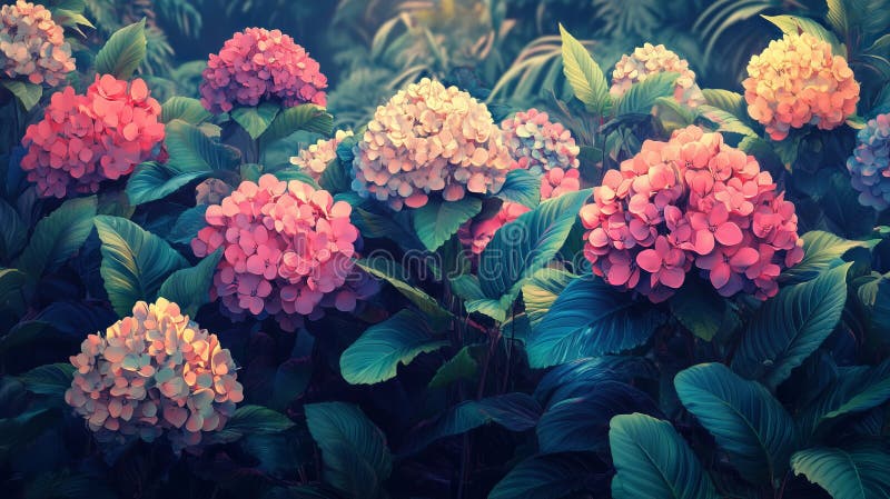 Hydrangea Garden Blossoms. Generative AI Stock Image - Image of ...