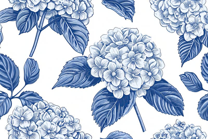 Hydrangea Seamless Pattern Background. Floral Botanical Pattern for ...
