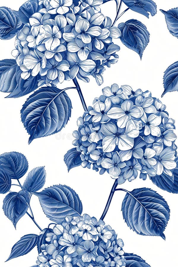 Hydrangea Seamless Pattern Background. Floral Botanical Pattern for ...