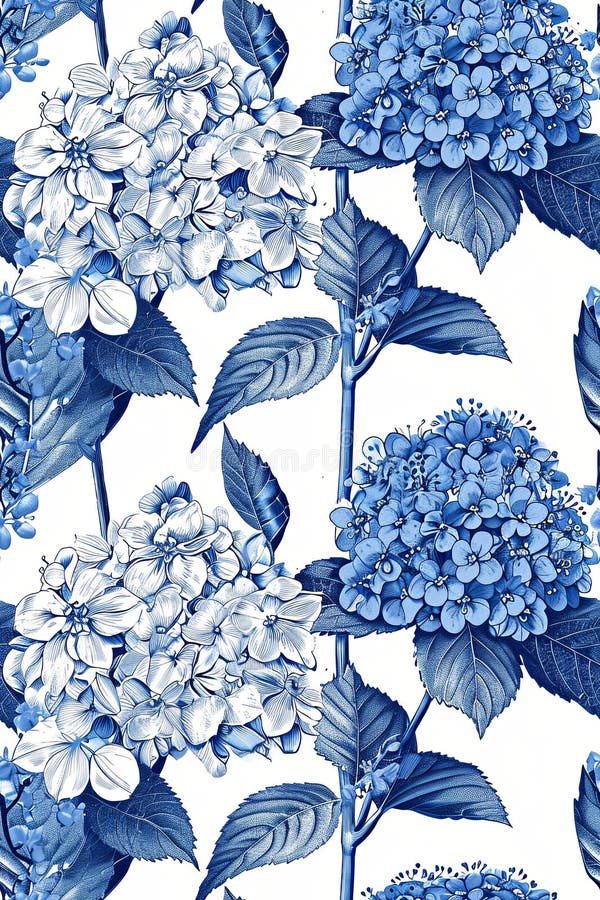 Hydrangea Seamless Pattern Background. Floral Botanical Pattern for ...