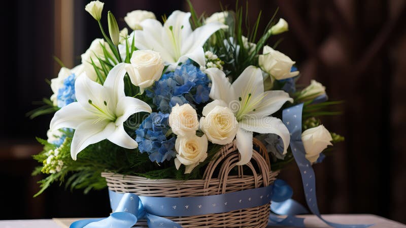 Hydrangeas Beautiful Gift White Blue Stock Illustration - Illustration ...