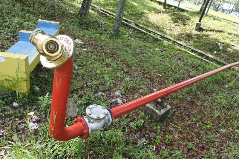 The Hydrant Iron Pipe Painted Red Stock Image - Image of large ...