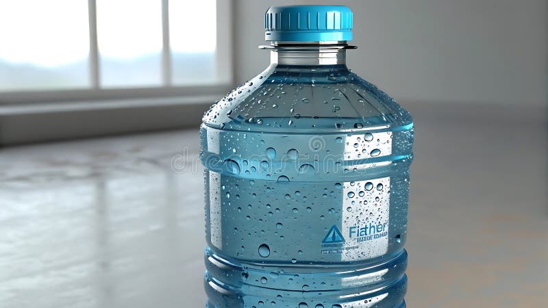 Hydration Concept with Water Bottle on Reflective Surface and Natural ...