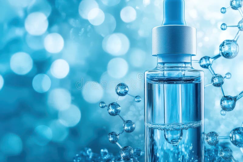 Hydration Technology Concept with Blue Molecule Background Stock Image ...