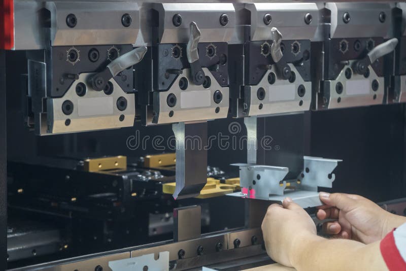 The Hydraulic Bending Machine Operation by Technical Operator. Stock ...