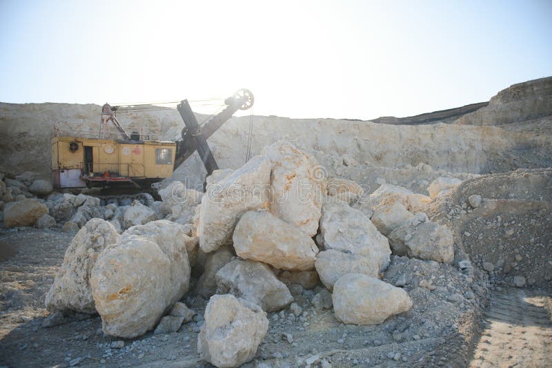 Hydraulic Breaker Hammer in a Quarry for Limestone Mining with an ...