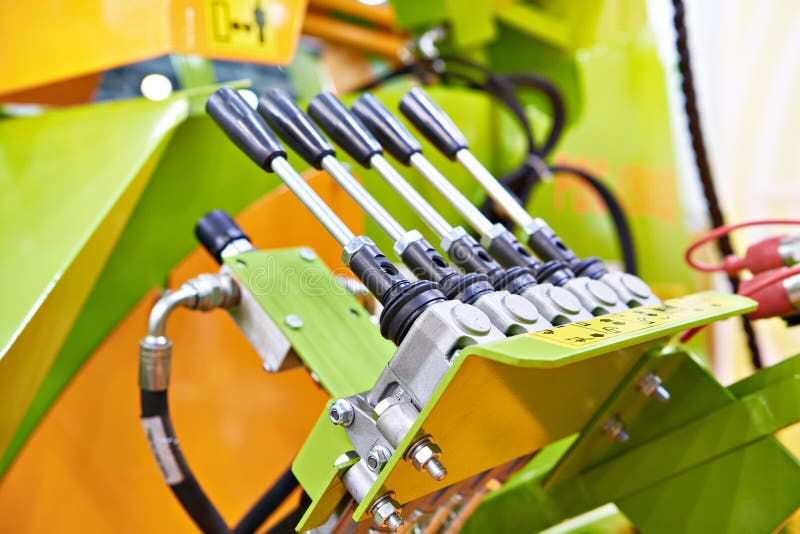 Control Levers in a Loader. Mechanism in a Garbage Collection Machine ...