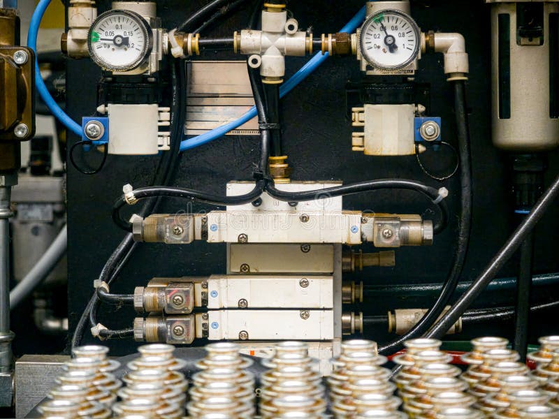 Hydraulic Control Panel with Gauges and Valves Used in Industrial ...