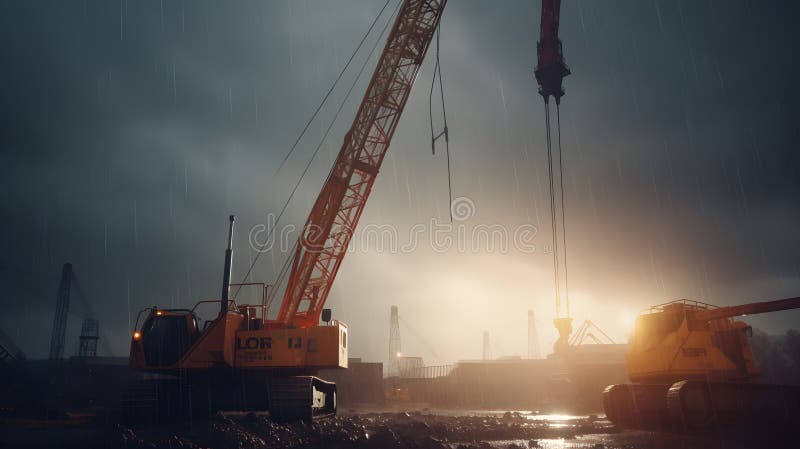 A Hydraulic Crane Lifting a Heavy Load on a Construction Created with ...