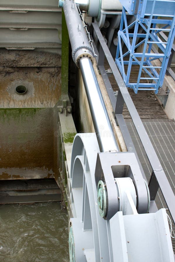 Hydraulic Cylinder As Water Dam Element Stock Photo - Image of control ...