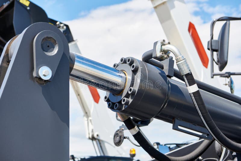 Hydraulic Cylinder of Construction Machine Stock Photo - Image of truck ...