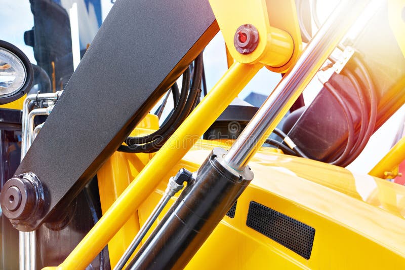 Hydraulic Cylinder Industrial Machine Stock Photo - Image of bucket ...