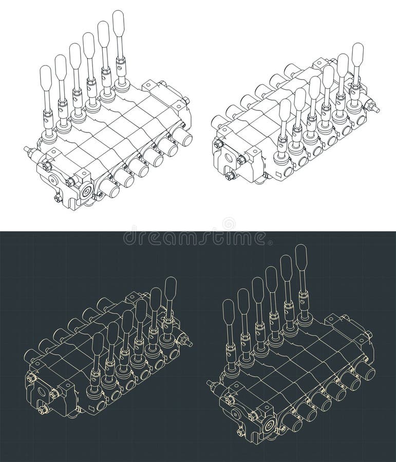 Control Valves with Bypass Isometric Blueprints Stock Vector ...