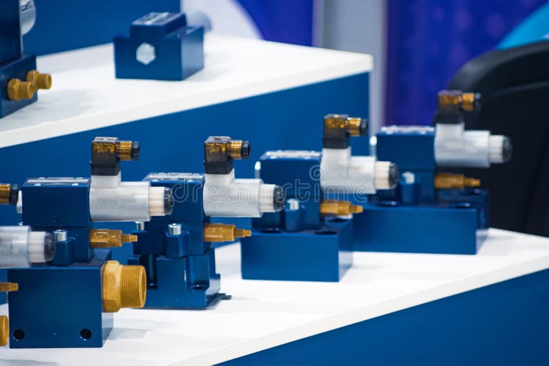 Hydraulic Distributor Device. Solenoid Valves Stock Image - Image of ...