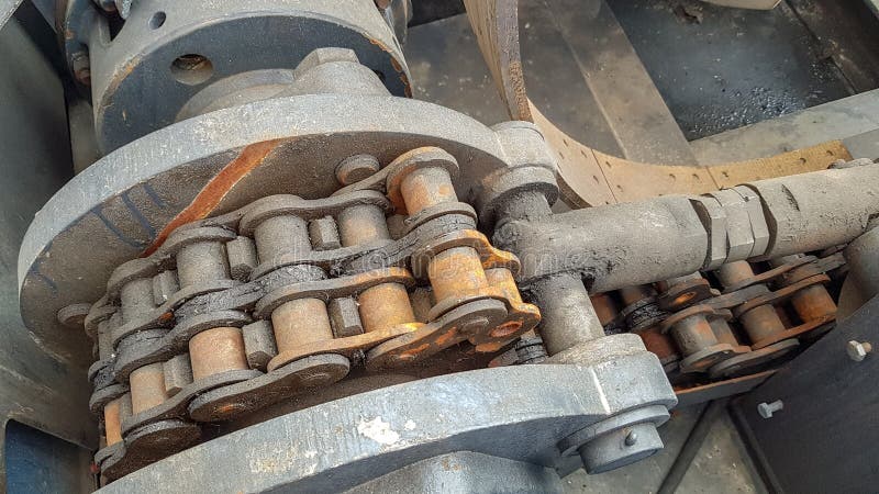 Hydraulic Drum Motor with Dismantled Chain Stock Image - Image of gear ...