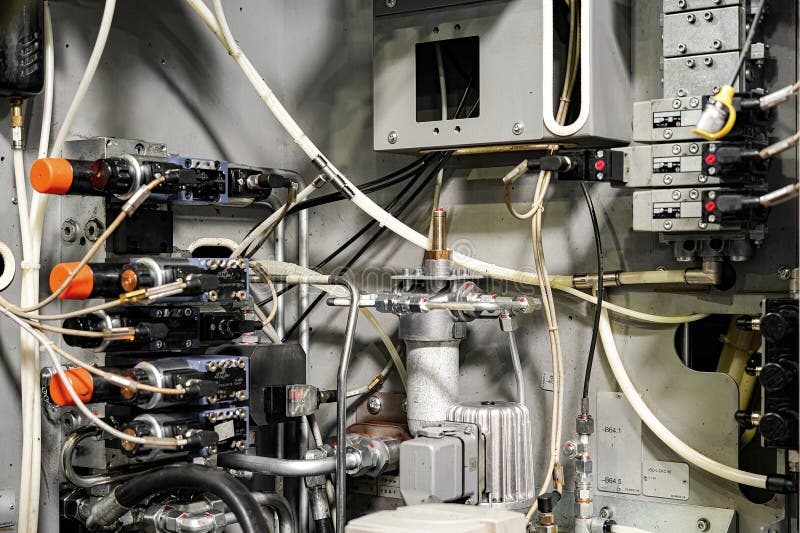 Hydraulic and Electronic Control System on a CNC Milling Machine Stock ...