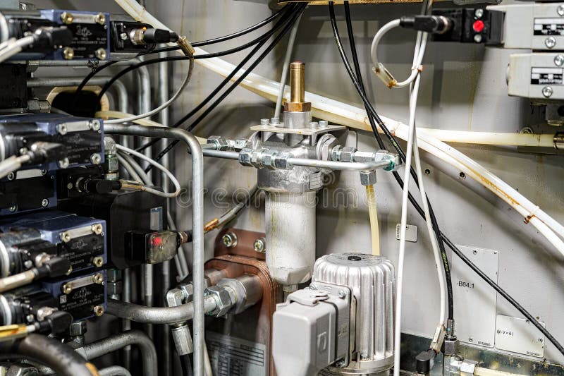 Hydraulic and Electronic Control System on a CNC Milling Machine Stock ...