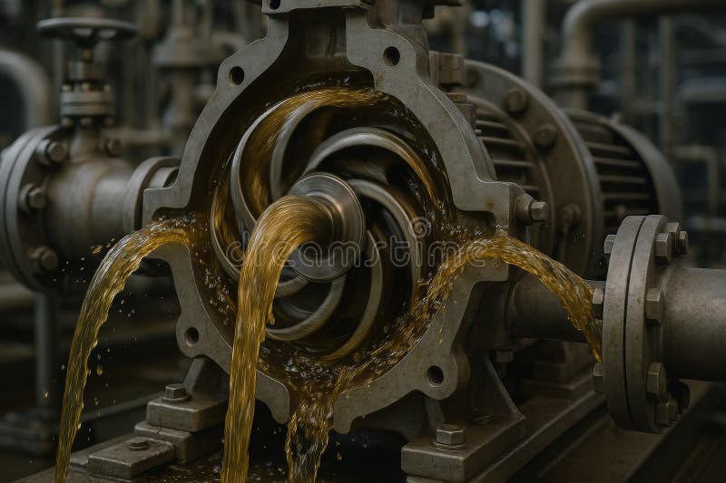 Hydraulic Engine Oil Drains from Hydraulic Pump in Industry, Metallurgy ...