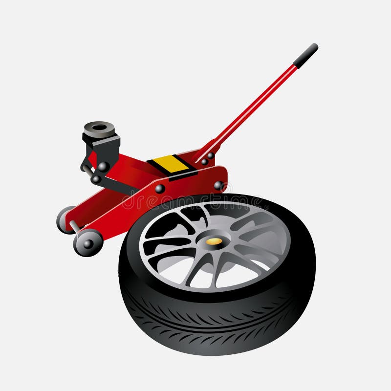 Hydraulic Floor Jack Outline. 3d Illustration Stock Illustration ...