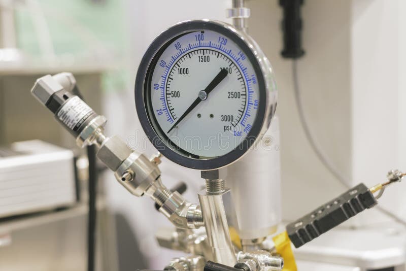Hydraulic Fluid Pressure Indicator, Arrow Indicates Zero. Stock Image ...