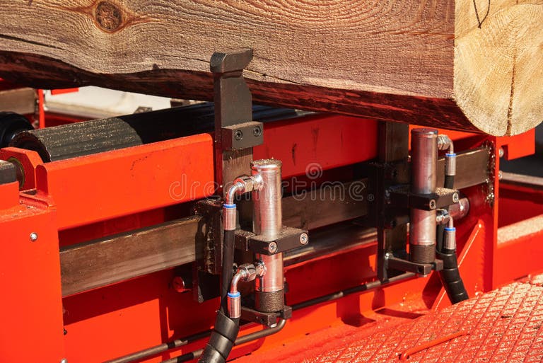 Hydraulic Log Clamps on the Frame of a Woodworking Machine Stock Image ...