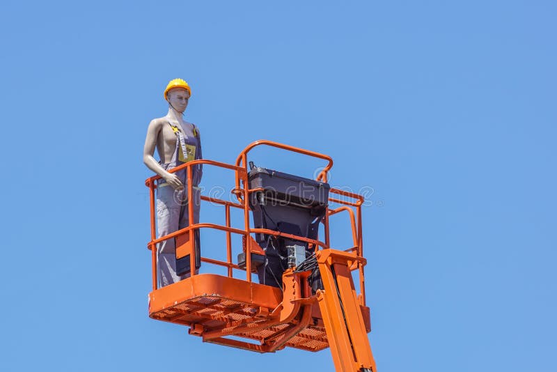 Hydraulic Mobile Construction Platform Elevated Towards a Blue Sky with ...