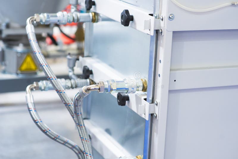 Hydraulic Pipes and Hoses on the Arm of an Excavator Stock Image ...