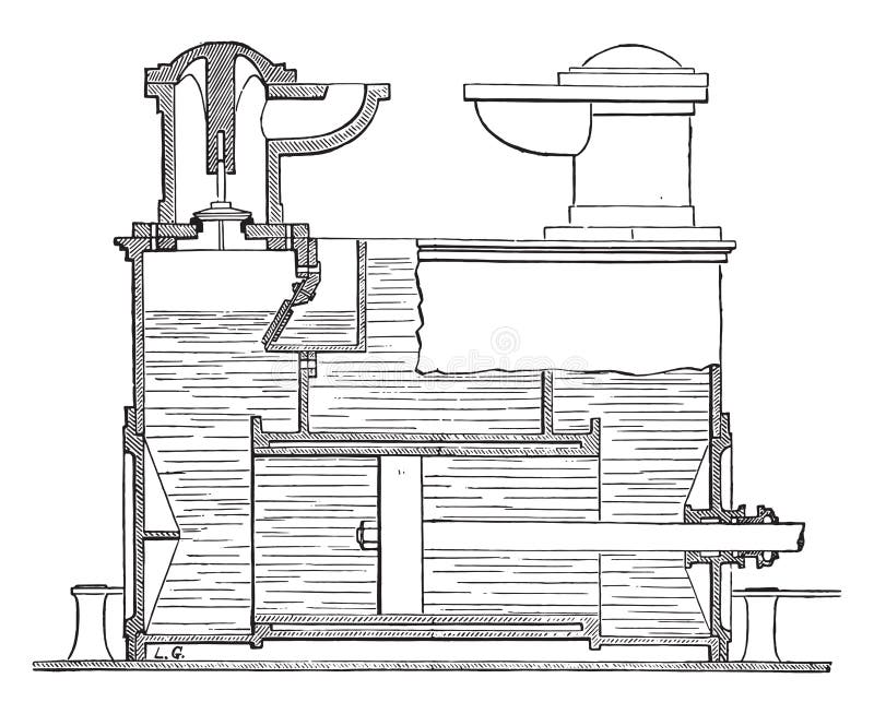 Hydraulic Piston Compressor, Vintage Engraving Stock Vector ...