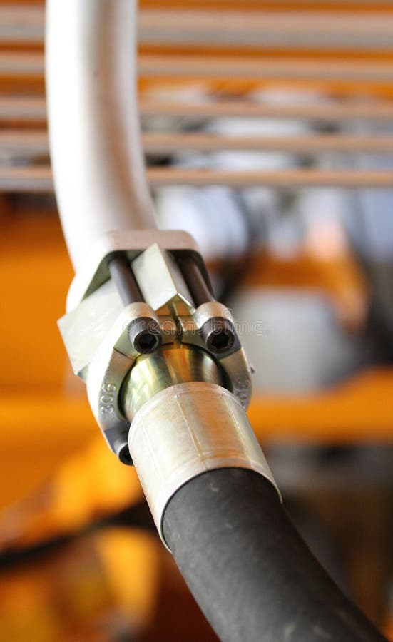Hydraulic, Pneumatic Connection Pipes Stock Image - Image of machine ...