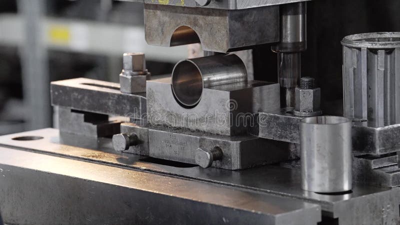 Hydraulic Press Close-up. the Process of the Machine in an Industrial ...