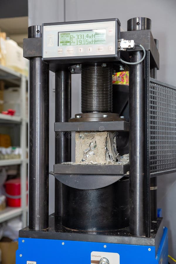 Hydraulic Press. Concrete Strength Testing in the Laboratory Stock ...