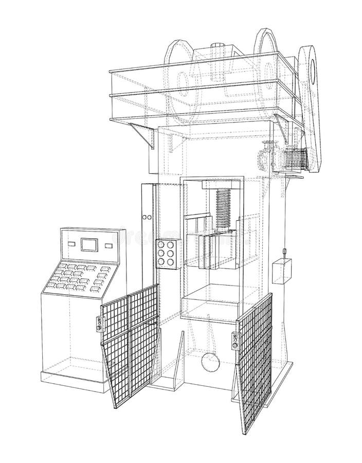 Hydraulic Press. 3d Illustration Stock Illustration - Illustration of ...