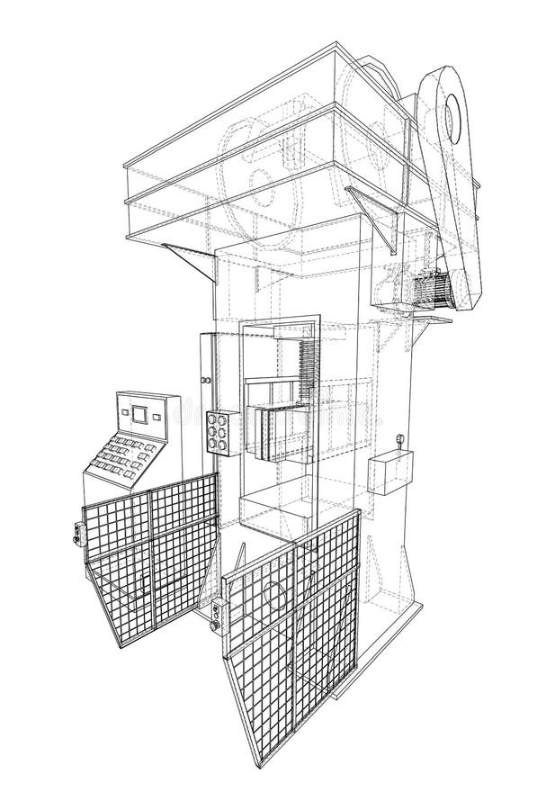 Hydraulic Press. 3d Illustration Stock Illustration - Illustration of ...