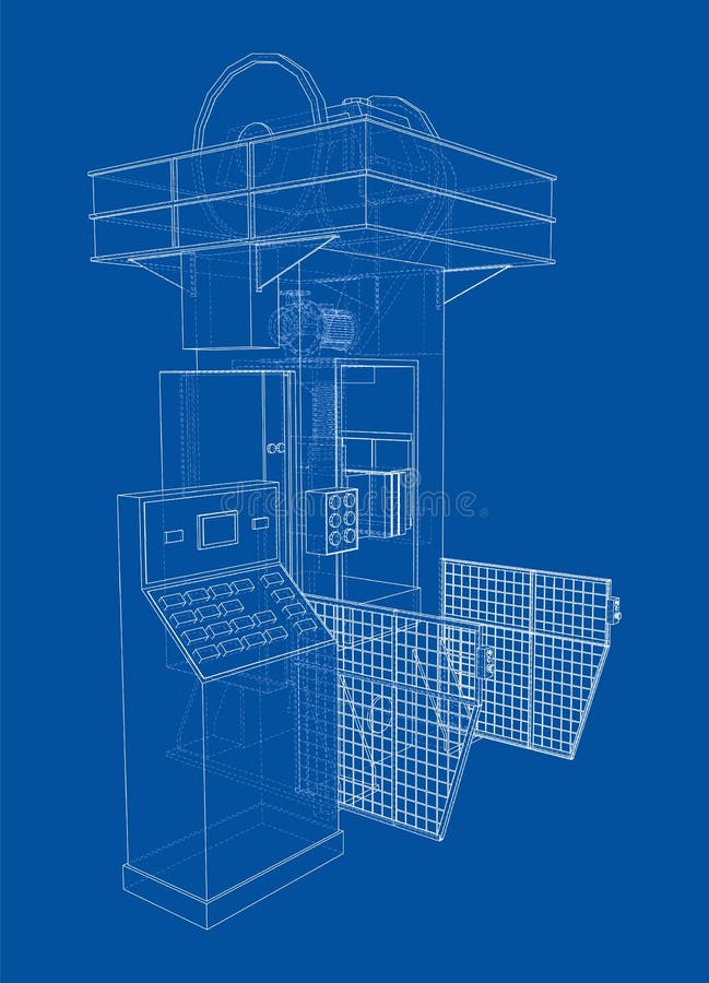 Hydraulic Press. 3d Illustration Stock Illustration - Illustration of ...