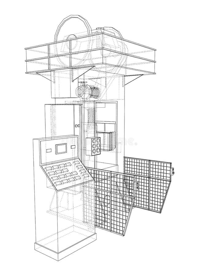 Hydraulic Press. 3d Illustration Stock Illustration - Illustration of ...