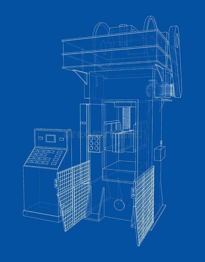 Hydraulic Press. 3d Illustration Stock Illustration - Illustration of ...
