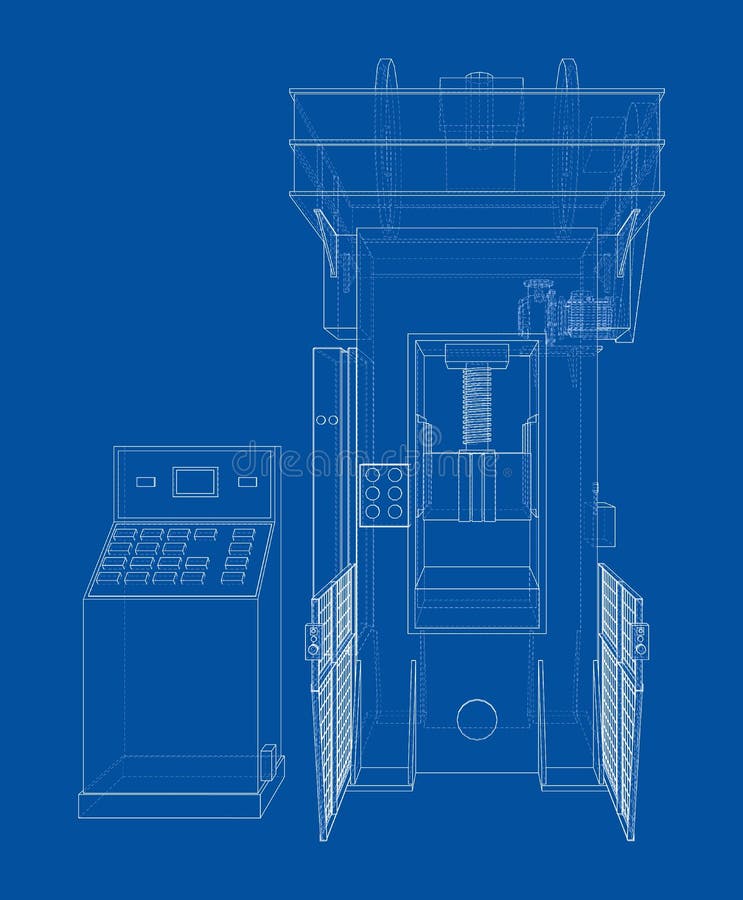 Hydraulic Press. 3d Illustration Stock Illustration - Illustration of ...