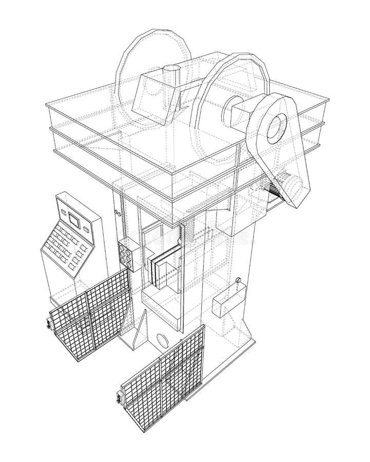Hydraulic Press. 3d Illustration Stock Illustration - Illustration of ...