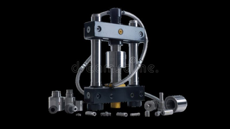Hydraulic Press Machine with Spare Parts on Transparent Background ...