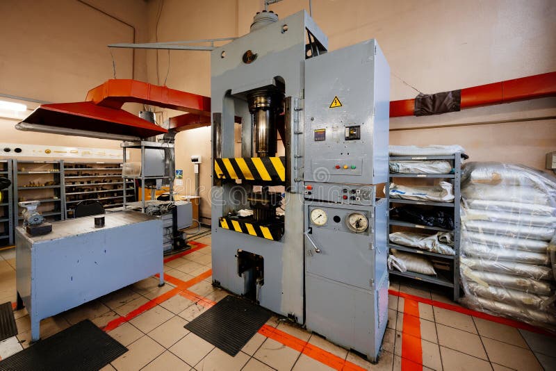 Hydraulic Press for Rubber and Plastic Casting in Workshop Stock Photo ...