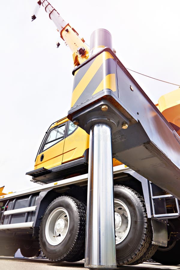Hydraulic Support of Auto Crane Construction Machine Stock Image ...