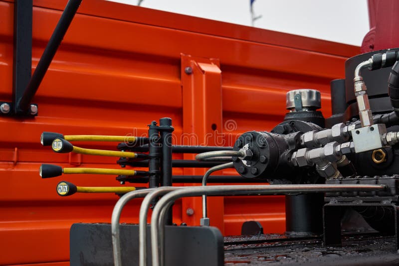 Control Crane, the Lever Hydraulic Control Crane Stock Image - Image of ...